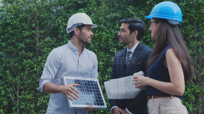 Engineer Team Talking with Executive and Deal about Electric Solar Cell ...