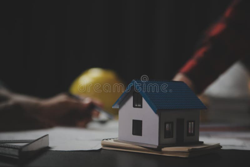 Engineer Teamwork Meeting, Drawing Working on Blueprint Meeting for ...