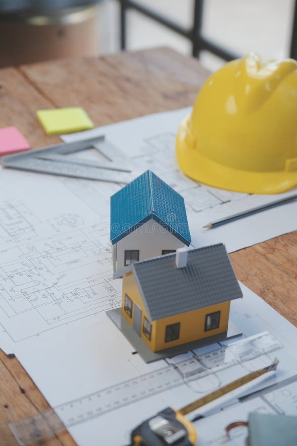 Engineer Teamwork Meeting, Drawing Working on Blueprint Meeting for ...