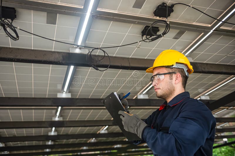Engineer Technical Service Checking Installation Solar Cell Panel and Check All the Lists on ...