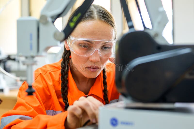 Engineer Technician Checking and Operating in Training Program Stock ...