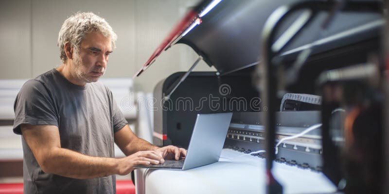 Engineer Technician Electrician Inspect System with Laptop Computer ...