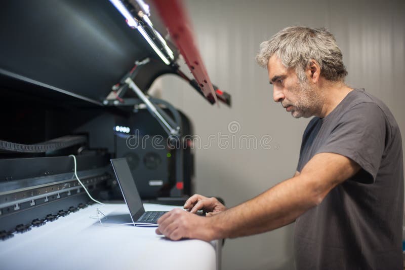 Engineer Technician Electrician Inspect System with Laptop Computer ...