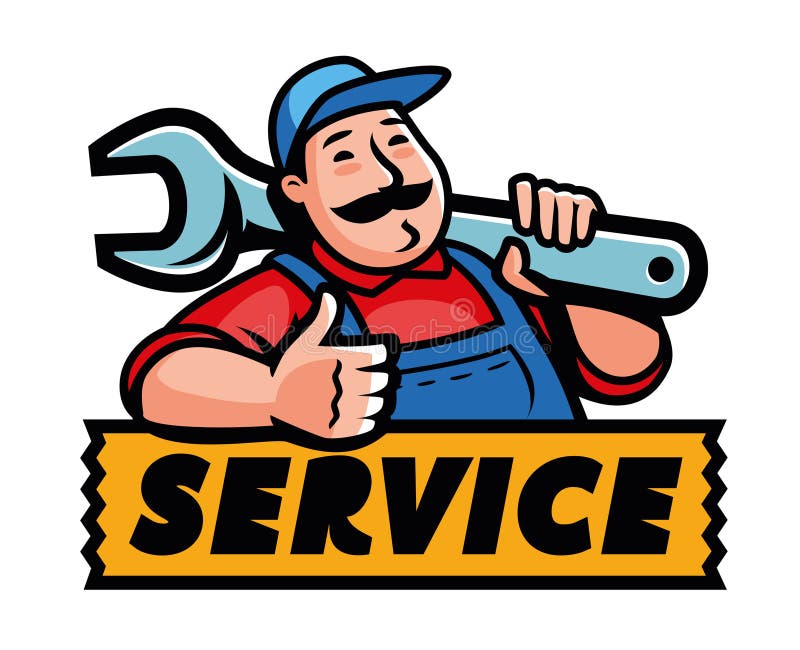 Engineer with Wrench. Worker Technician Mechanic Builder Logo. Workshop ...