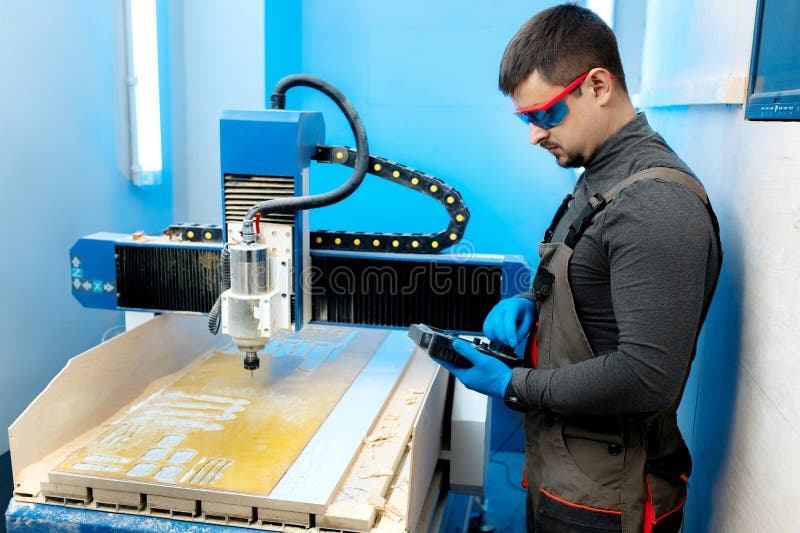 Engineer or Technician Operating with CNC Milling Machine in Lab ...