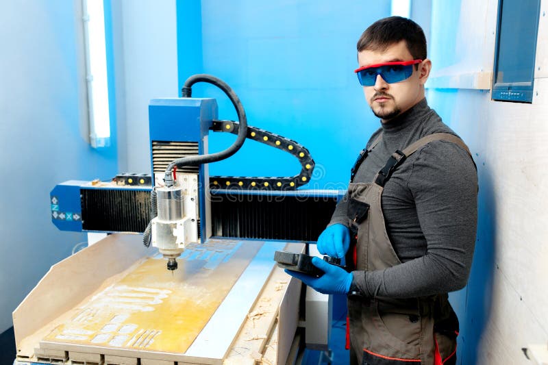 Engineer or Technician Operating with CNC Milling Machine in Lab ...