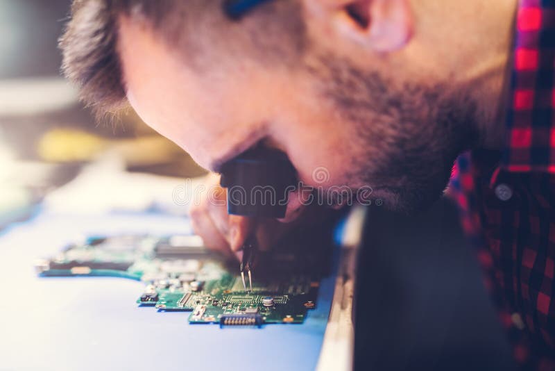 It Engineer Technician Repairing Computer in Electronics Service Shop ...