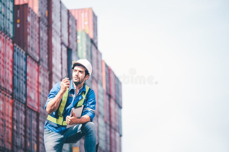 Engineer or Technician Worker Wears White Hardhat and Reflection Cloth ...
