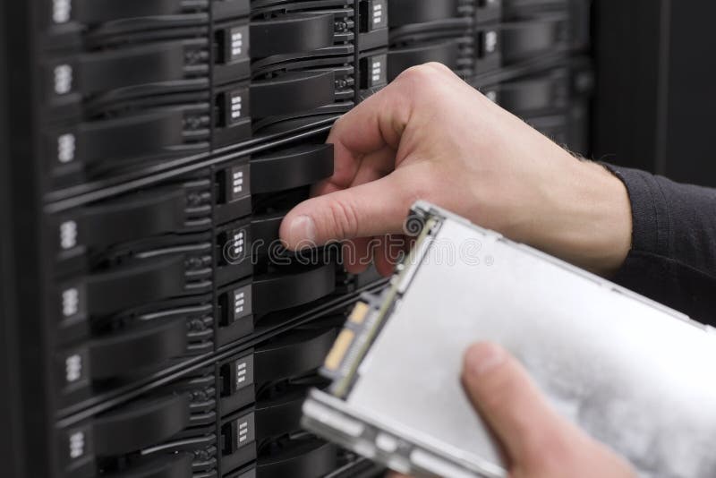 It Consultant Replace SAN Hard Drive Stock Image - Image of network ...