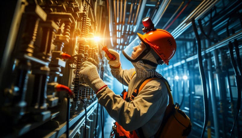 Engineer or Technician Working in the Power Plant. Energy Industrial ...