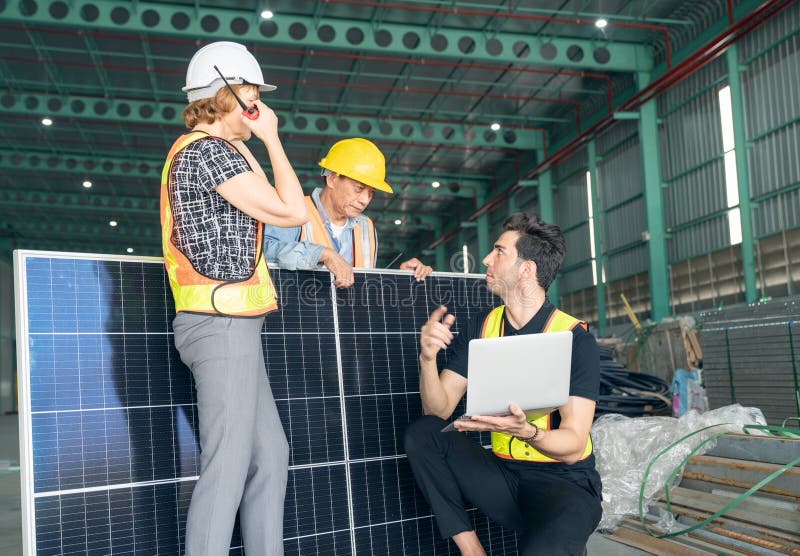 Engineer and Technician Working Together in Solar Power Plant. Stock ... Engineer and Technician Working Together in Solar Power Plant. Stock ...