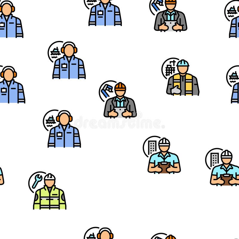 Engineer Technology Work Man Vector Seamless Pattern Stock Vector ...