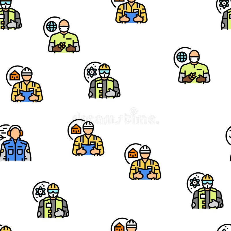 Engineer Technology Work Man Vector Seamless Pattern Stock Vector ...