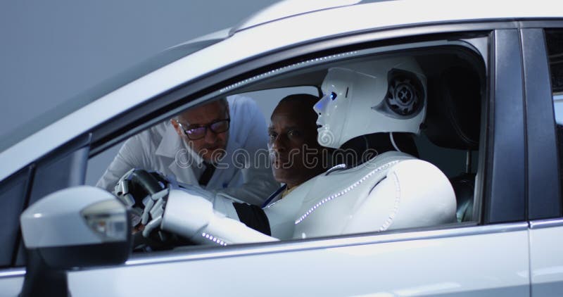 Engineer Testing Car Driving Robot Stock Photo - Image of engineer ...