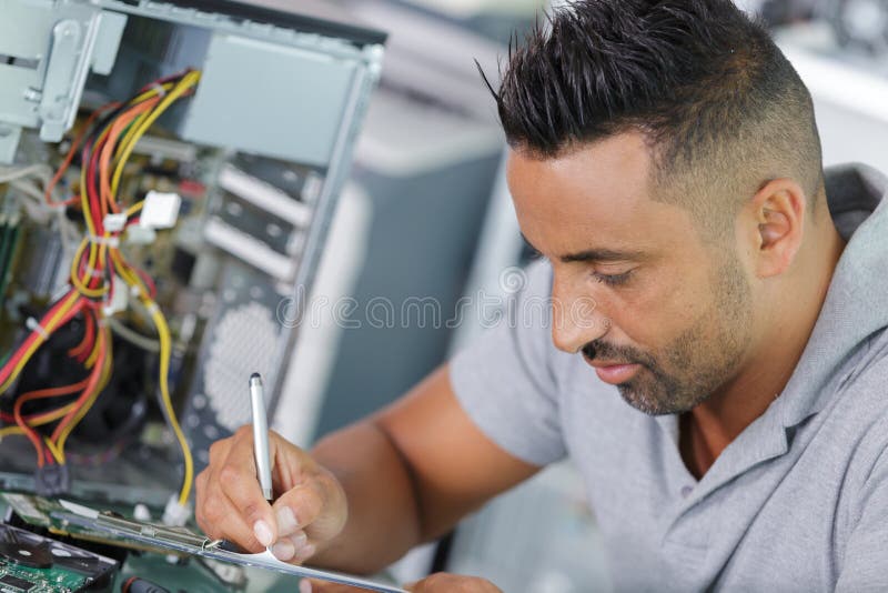 Engineer testing computer stock photo. Image of tech - 206331400