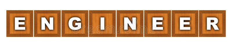Engineer Text Title - Square Wooden Concept - White Background - 3D ...