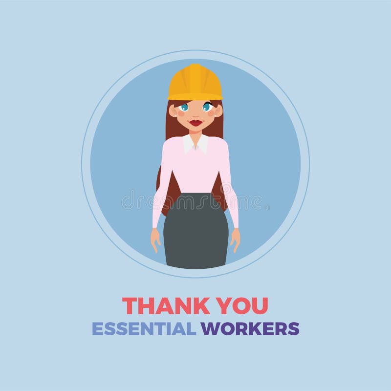 Engineer Thanks Essential Workers Stock Illustration - Illustration of ...