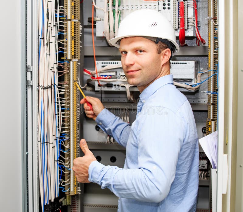 Engineer with thumb up stock image. Image of power, hard - 109424033