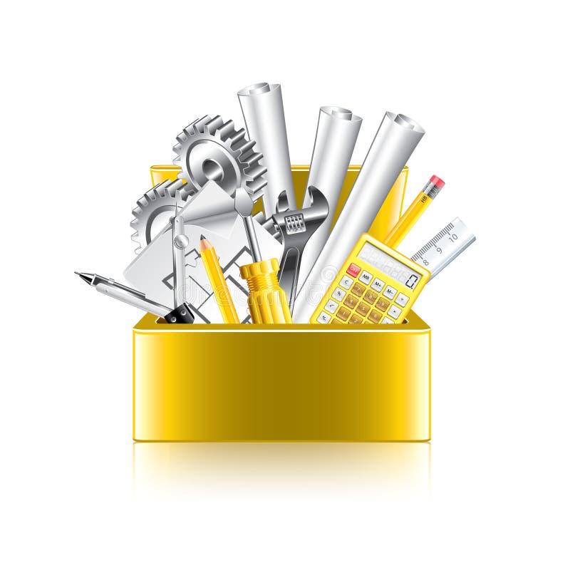 Engineer Tools Box on White Vector Stock Vector - Illustration of ...