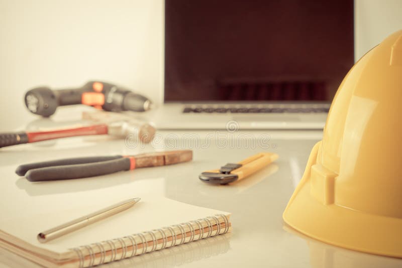 Engineer Tools on Working Office Desk Stock Image - Image of tools ...