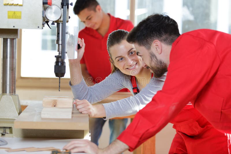 Engineer Training Female Apprentice on Milling Machine Stock Image ...