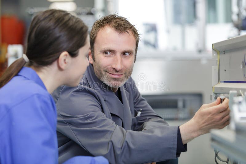 Engineer Training Female Apprentice on Milling Machine Stock Image ...