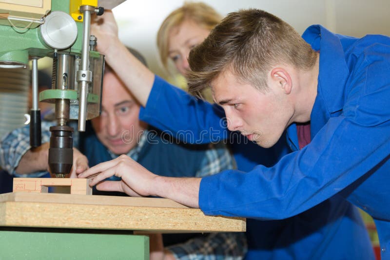 Engineer Training Male Apprentice on Milling Machine Stock Image ...
