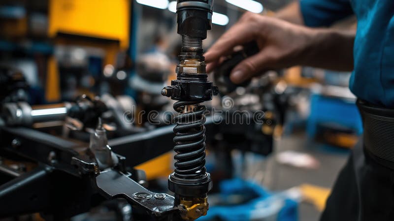 Engineer Tuning Car Suspension System, Close Up. Stock Photo - Image of ...