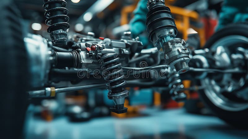 Engineer Tuning Car Suspension System, Close Up. Stock Image - Image of ...