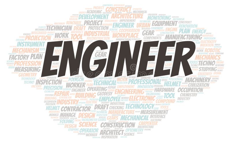 Engineer Typography Word Cloud Create with the Text only Stock ...