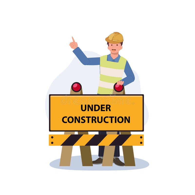 Engineer with Under Construction Placard Sign. No Entry Stock Vector ...