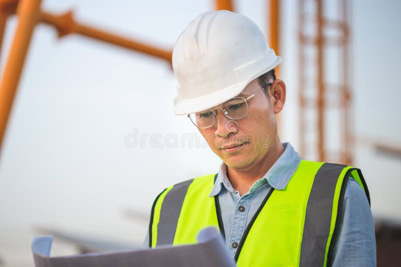 Engineer Under Inspection and Checking Construction Process, Engineer ...