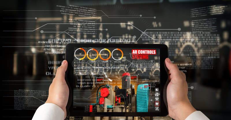 Engineer Use Augmented Reality Software in Smart Factory Production ...