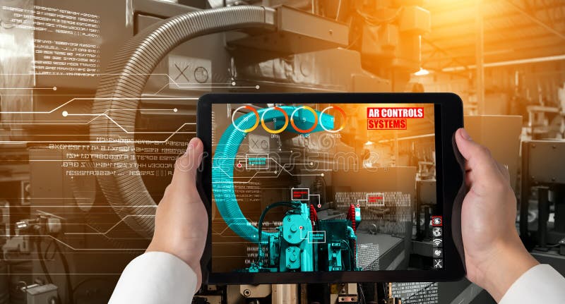 Engineer Use Augmented Reality Software in Smart Factory Production ...