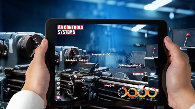 Engineer Use Augmented Reality Software in Smart Factory Production ...