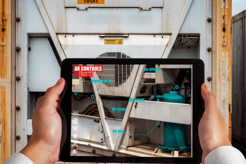 Engineer Use Augmented Reality Software in Smart Factory Production Line Stock Image - Image of ...