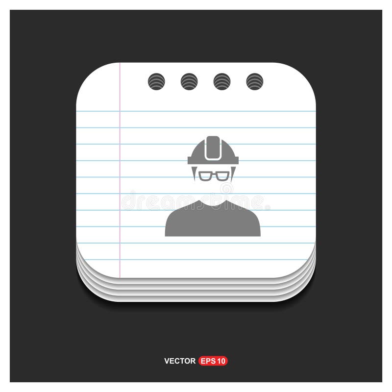 Engineer User Icon Gray Icon on Notepad Style Template Vector E Stock ...