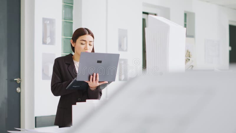 Engineer Uses Laptop To Identify Scaling Features Stock Footage - Video ...