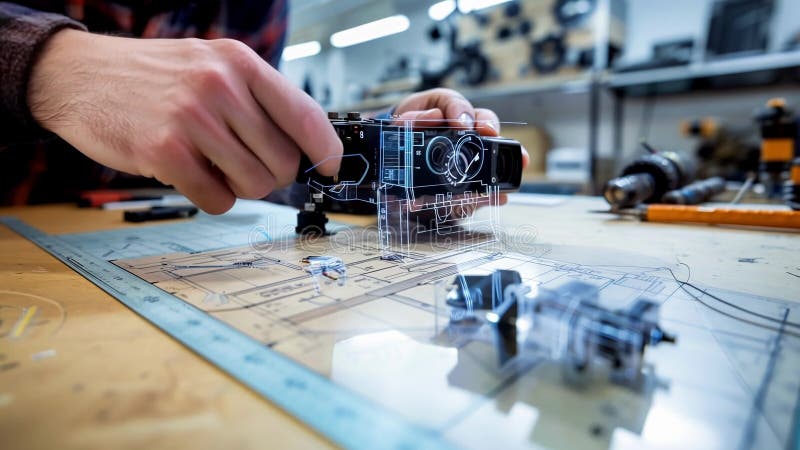 Engineer Using Augmented Reality Camera for Innovative Production Stock ...