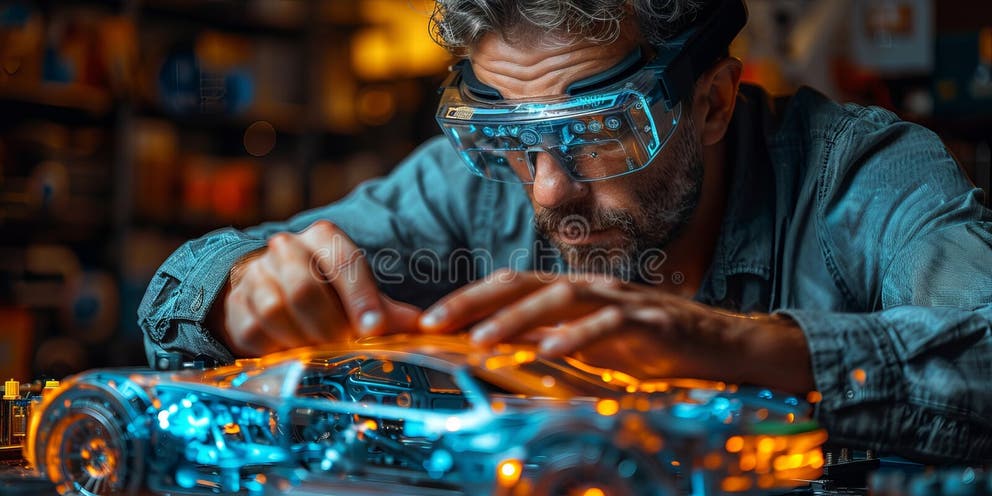 Engineer Using Augmented Reality Glasses To Design a Futuristic ...