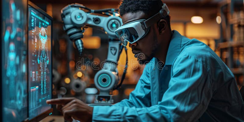 Engineer Using Augmented Reality Glasses To Design and Monitor Robotic ...