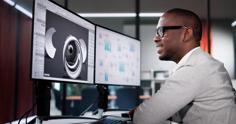 Engineer Using 3D CAD Software Stock Illustration - Illustration of ...