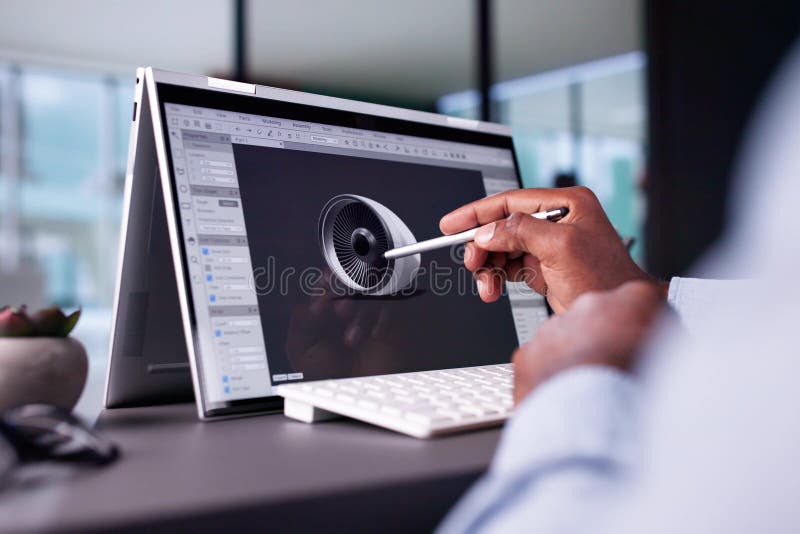 Engineer Using 3D CAD Software Stock Image - Image of electronics ...