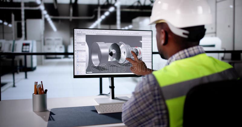 Engineer Using 3D CAD Software Stock Illustration - Illustration of ...