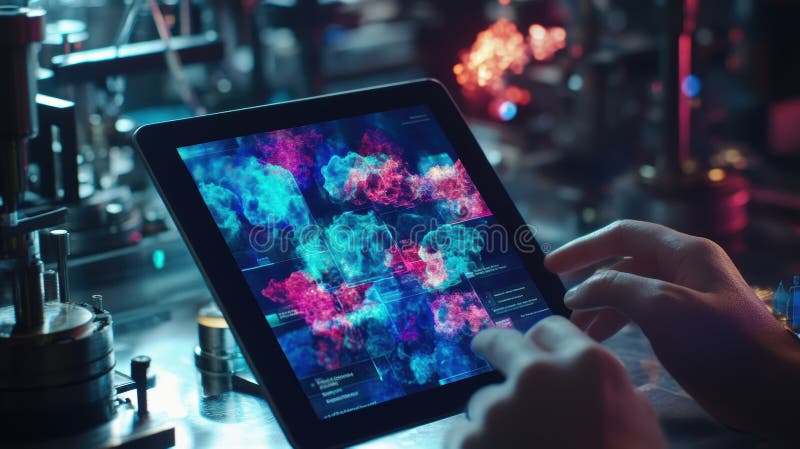 Engineer Using Futuristic Digital Tablet Showing 3d Models in High Tech ...