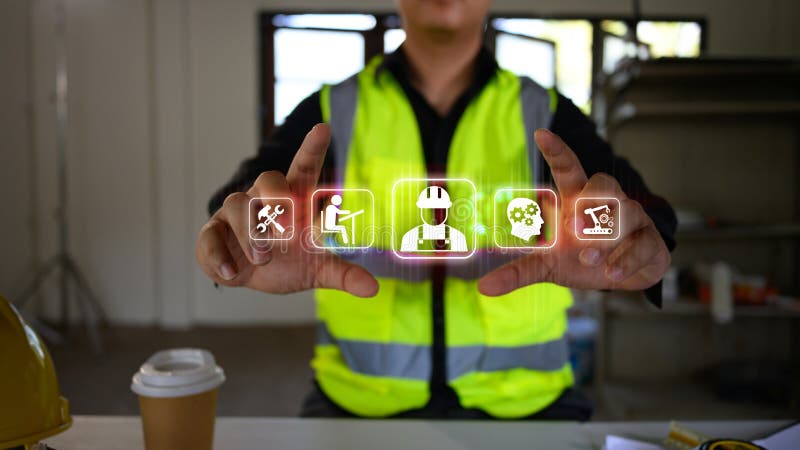 Engineer Using Futuristic Interface for Project Planning and Management ...