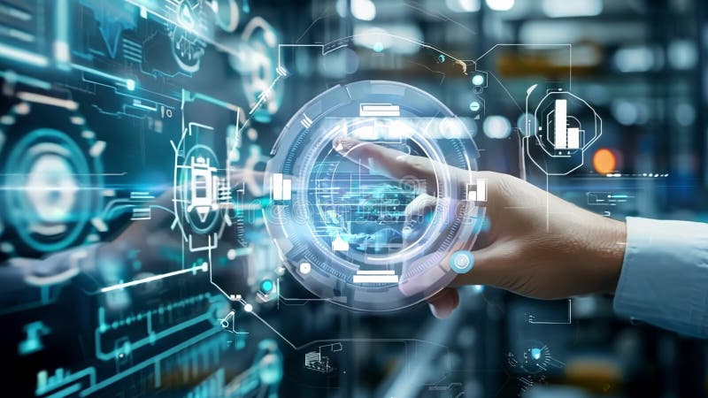 Engineer Using Touchscreen To Control Innovative Production in a Modern ...