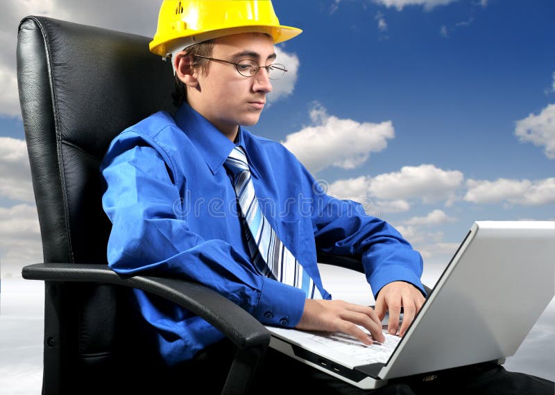 Engineer using laptop stock image. Image of shirt, businessperson - 8642249