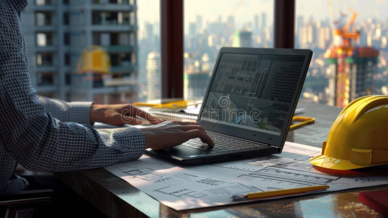 Engineer Working on Laptop.AI Generated Image Stock Photo - Image of ...