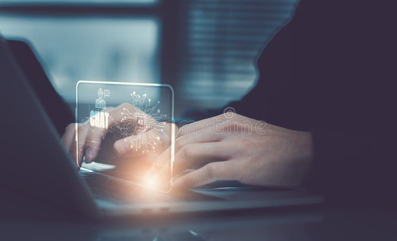 Engineer Using Laptop Computer Create Set Command Prompt Teach Ai Learning Search Process